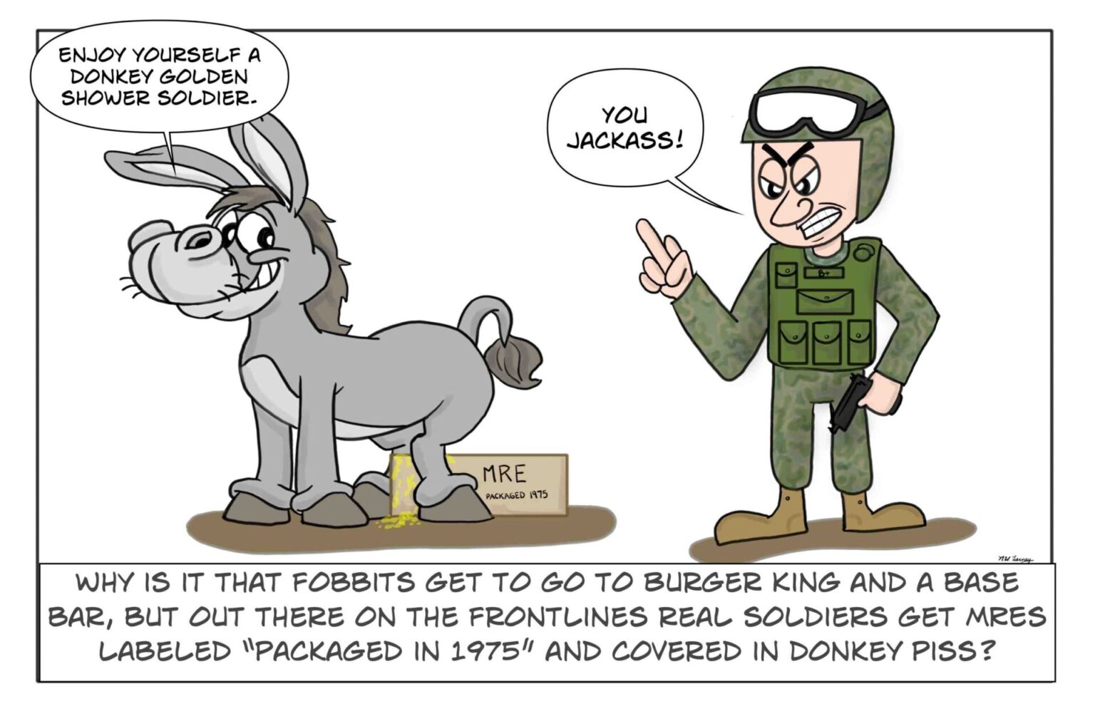 An Army Fobbit and a Donkey - The Frontlines